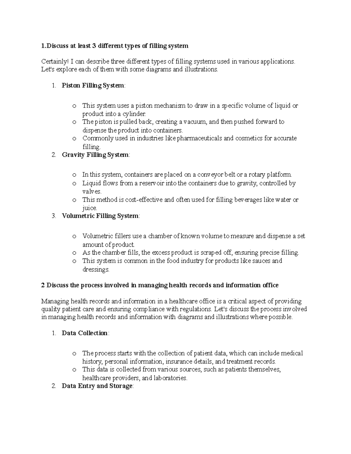 Ded - good teaching notes - 1 at least 3 different types of filling ...