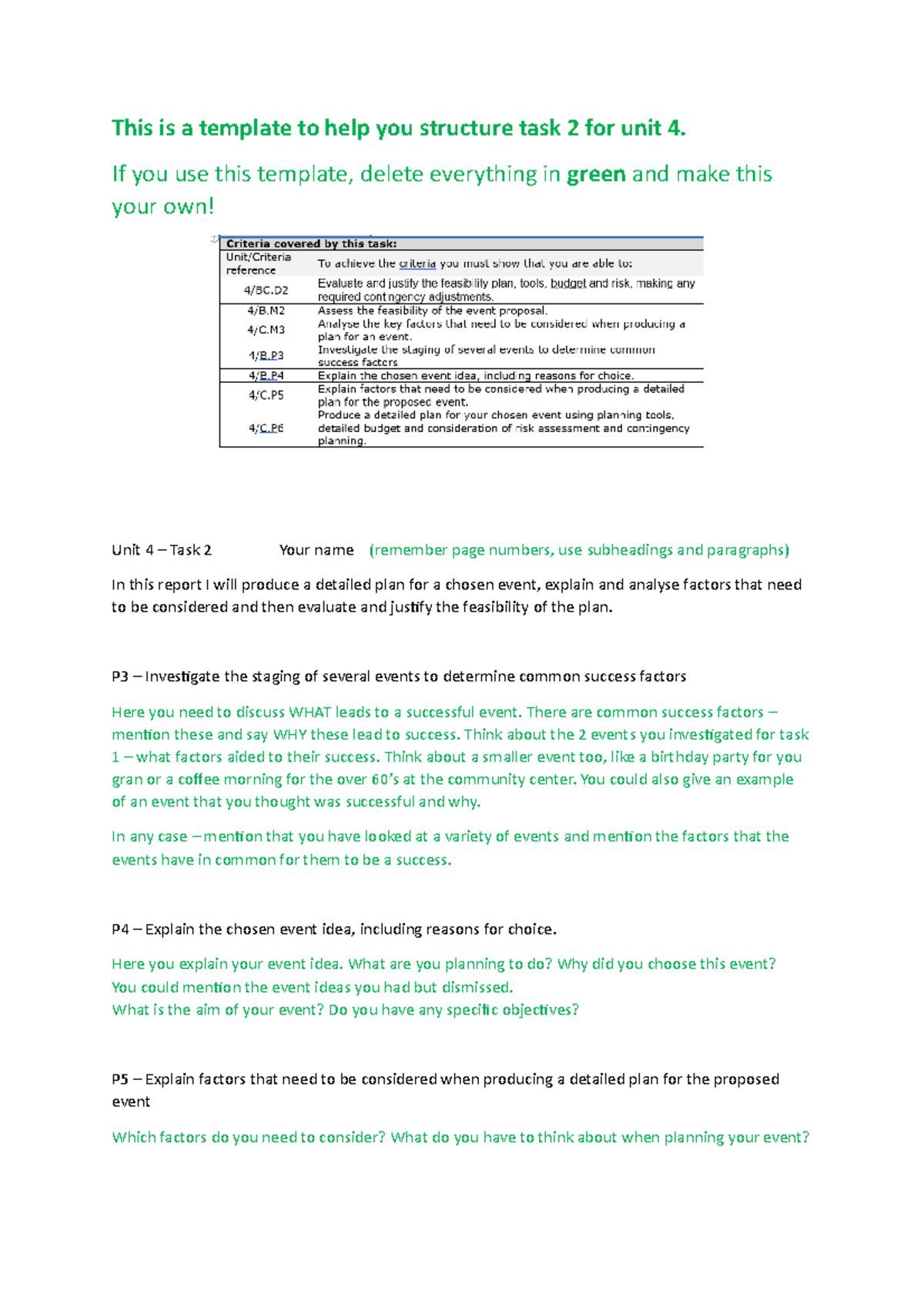 Unit 4 - task 2 - step by step - This is a template to help you ...