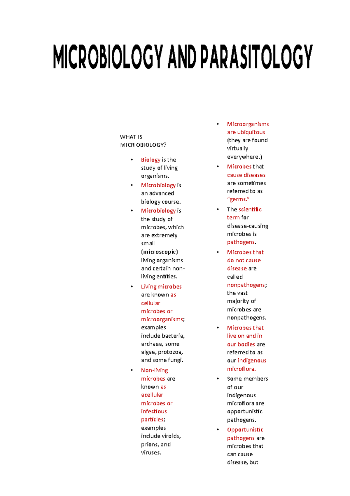 Microbiology and Parasitology - WHAT IS MICRIOBIOLOGY? Biology is the ...