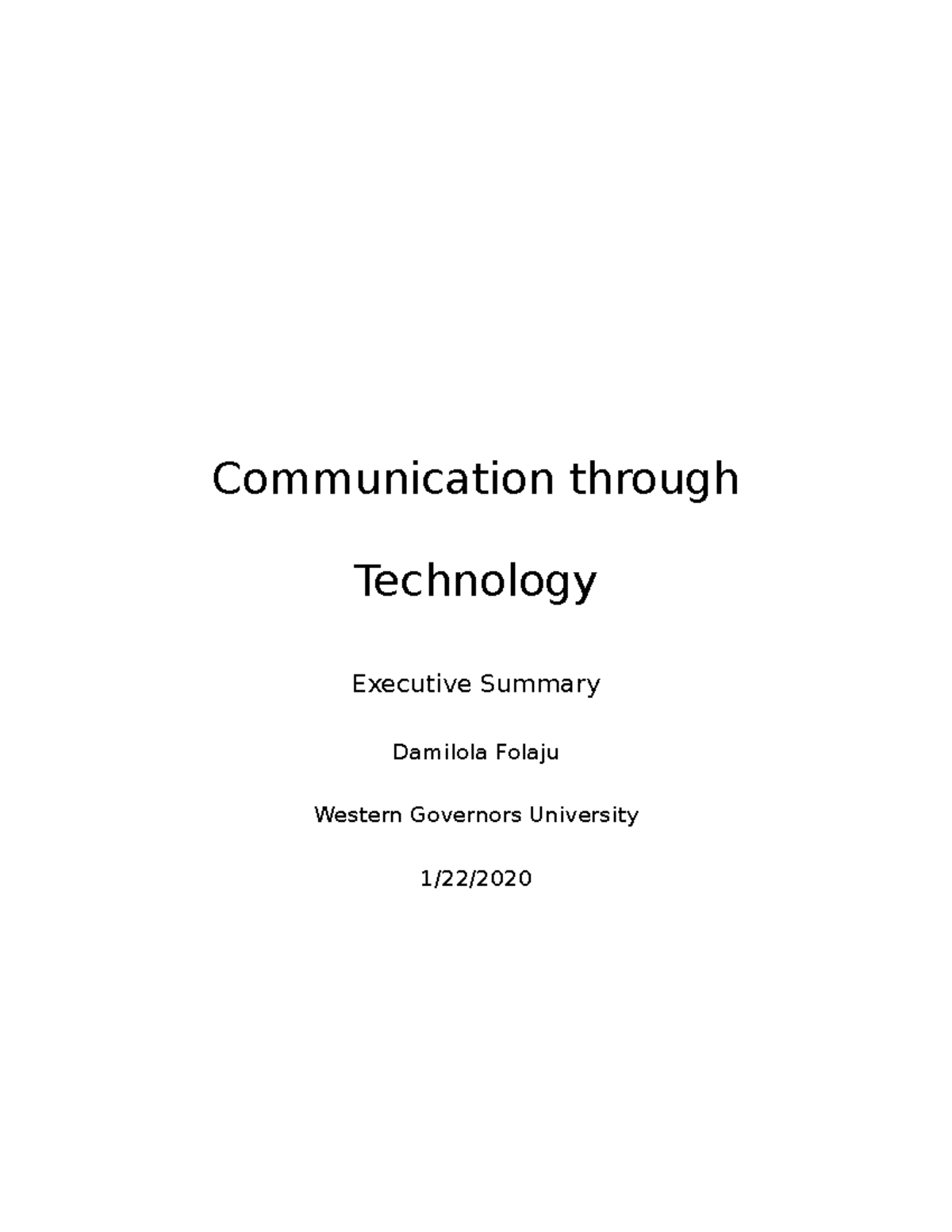 Communication through Technology - Communication through Technology ...