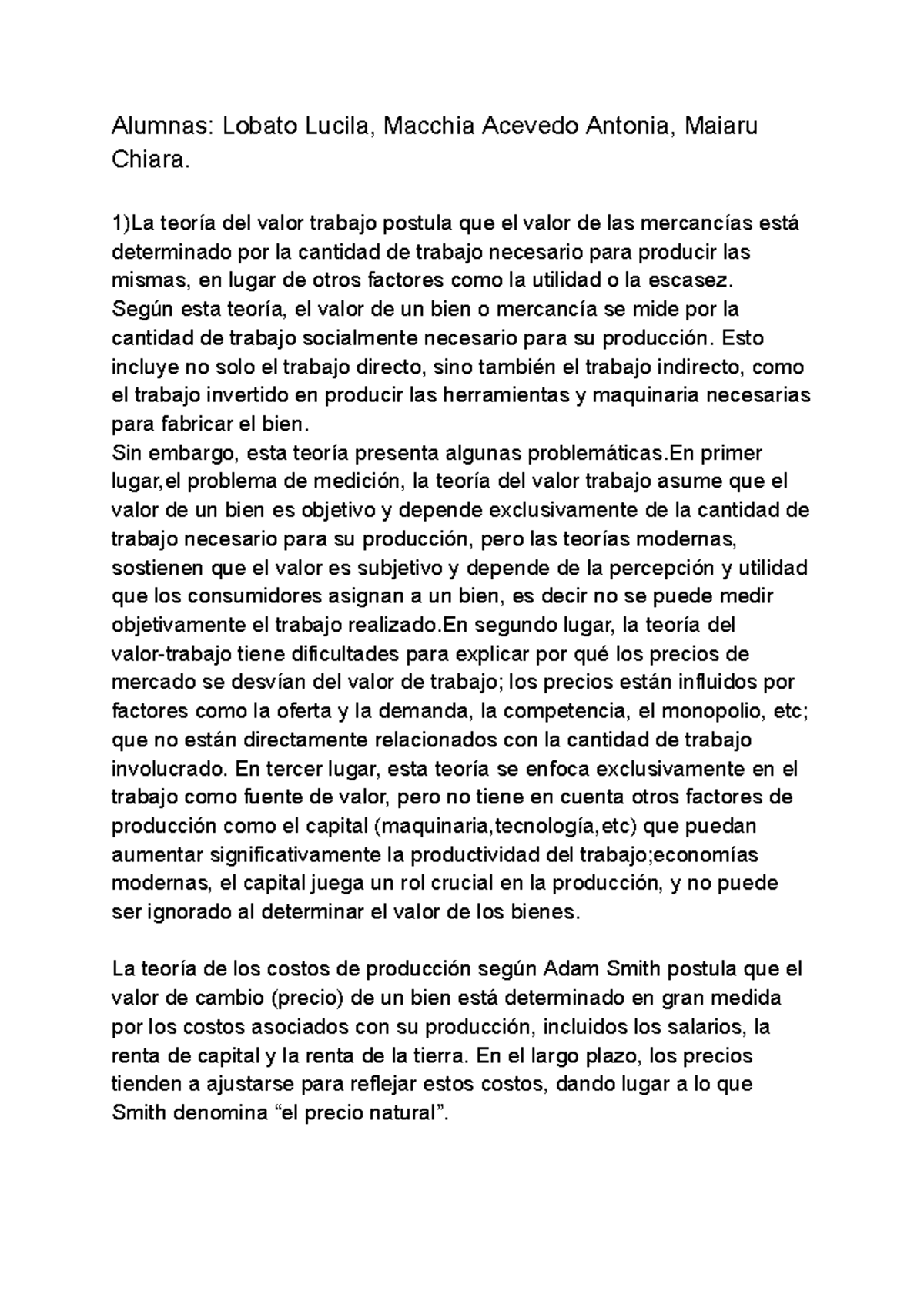 TP Economia - trabajo practico. Catedra Bechinsky - Alumnas: Lobato ...