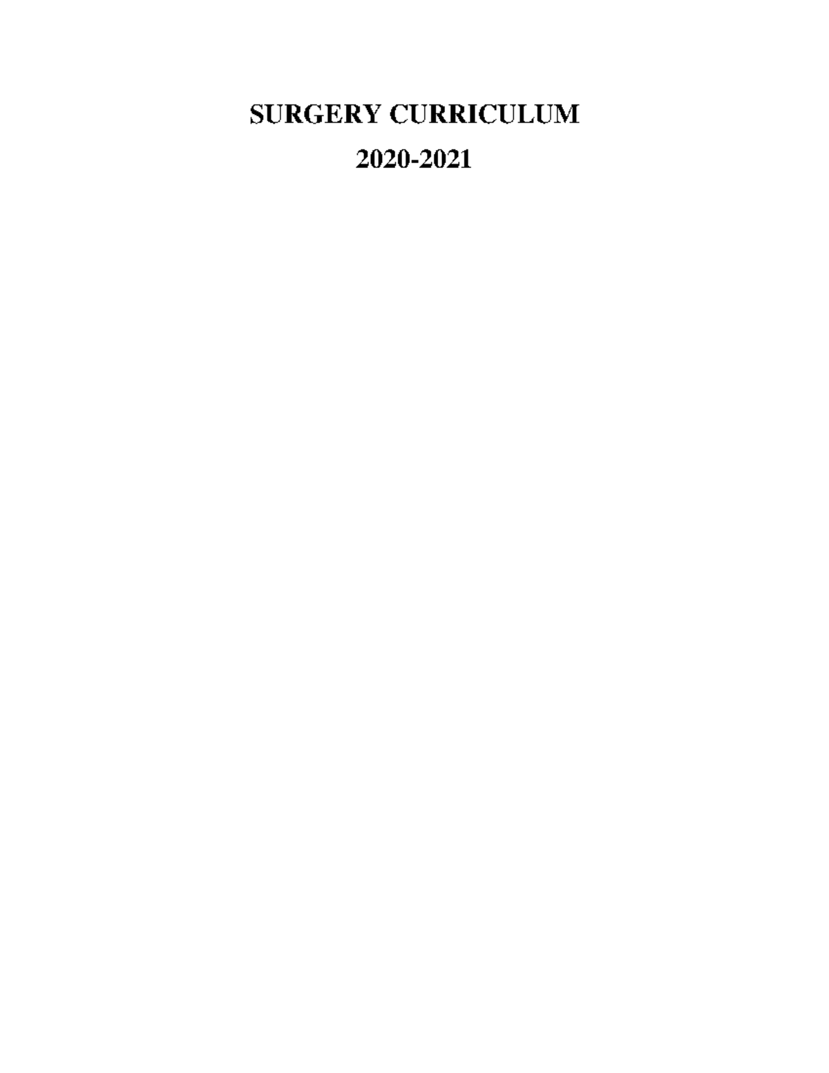 Surgery Cirriculum AND ILOs (2020-2021) - SURGERY CURRICULUM 2020 ...