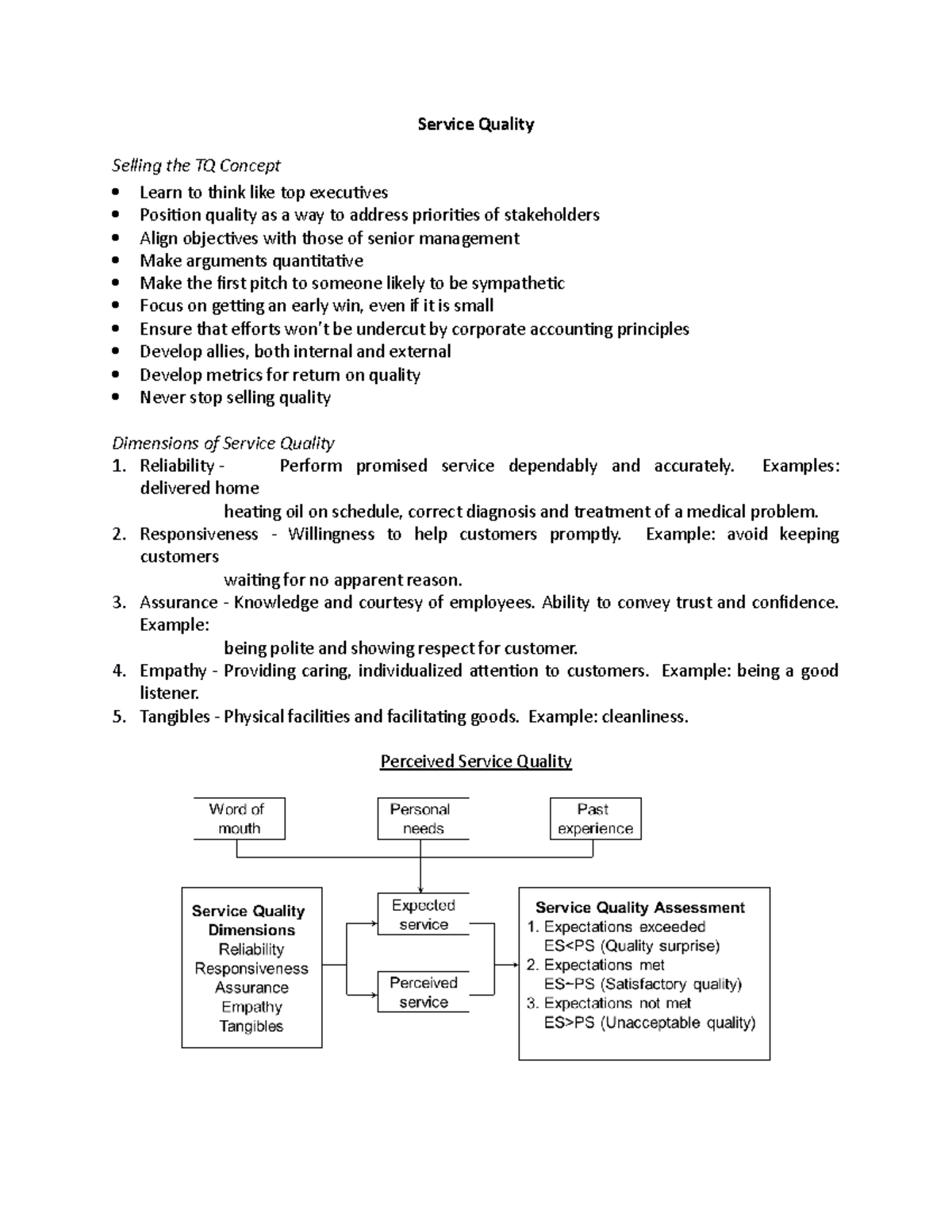 Service Quality - Service Quality Selling the TQ Concept Learn to think ...