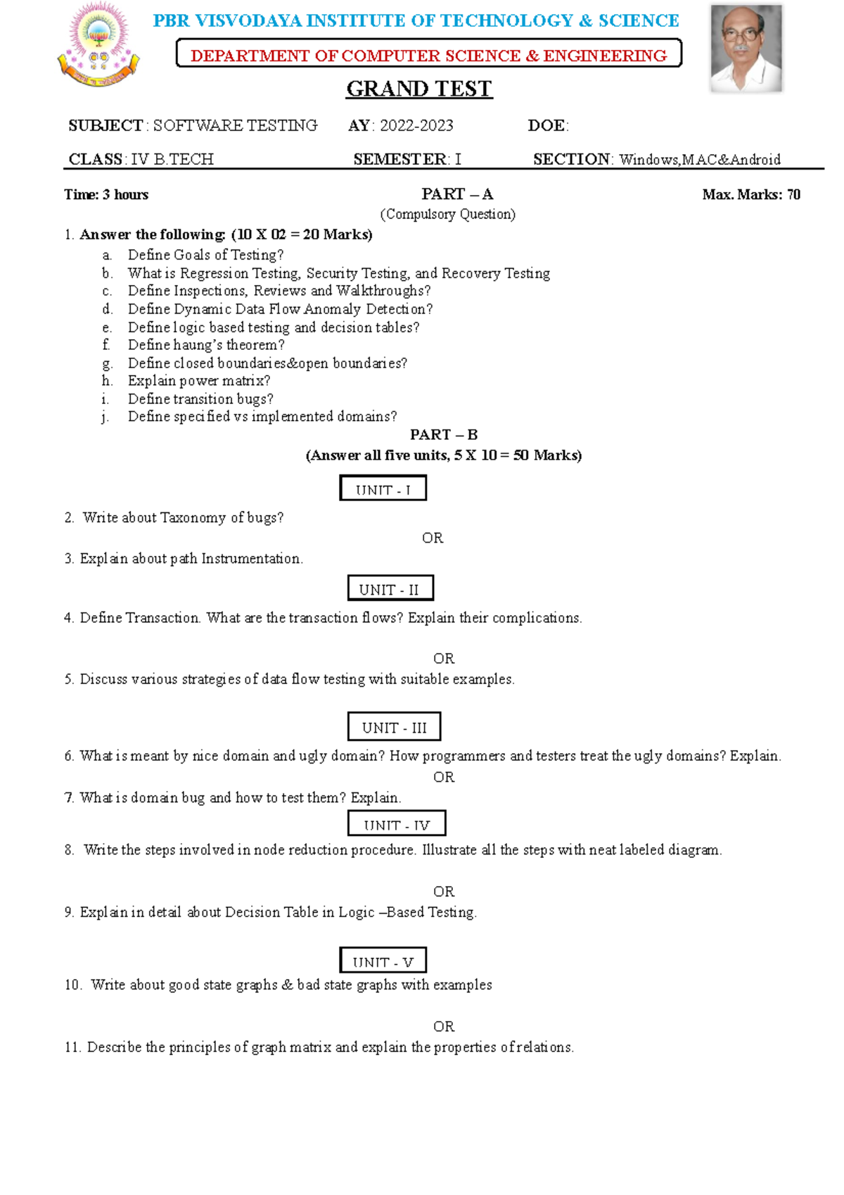 VITS-Grand Test Question Paper(Assignment - 2) - PBR VISVODAYA ...
