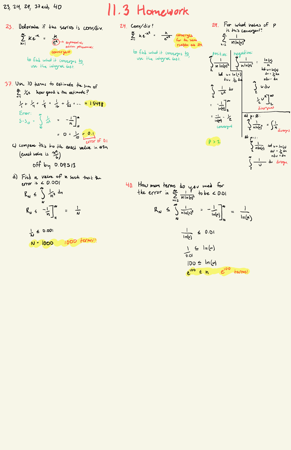 11.3 Problems - CALC II HMWRK - REVIEW AND PRACTICE - 23,24, 29 , stack ...