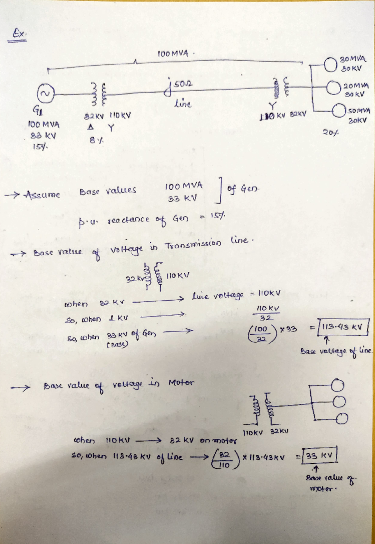 Ques Per Unit System Unit 1 - Ex fOO MVA -’Assroe 32KV Io kV A 8 Y Base ...