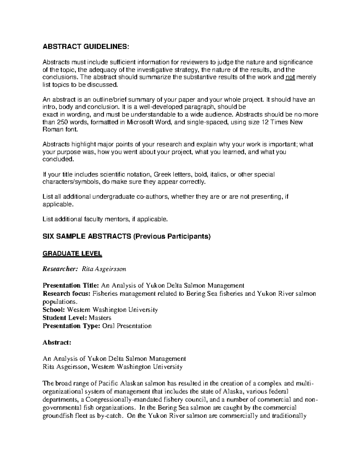 Abstract Guidelines and Samples - ABSTRACT GUIDELINES: Abstracts must ...