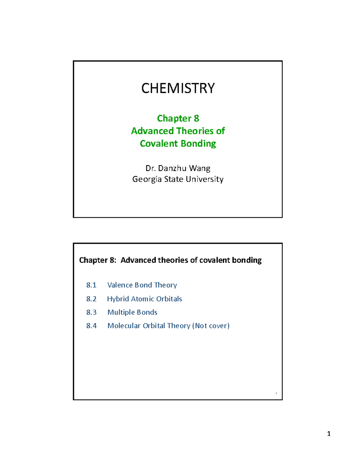 Chapter 8 PPT - Lecture powerpoint - CHEMISTRY Chapter 8 Advanced Theories of Covalent Bonding ...