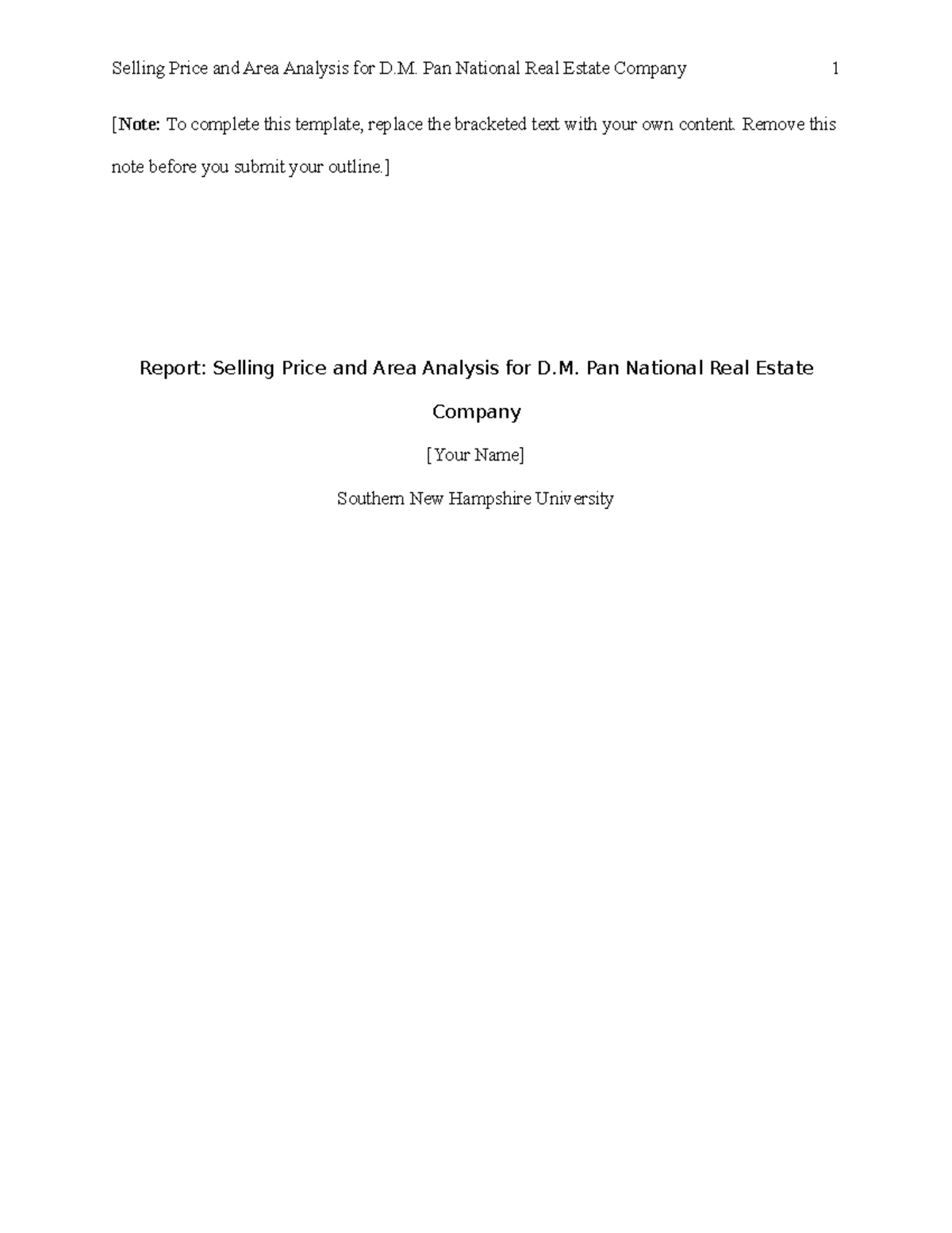 MAT 240 Module Two Assignment Template - Selling Price and Area ...