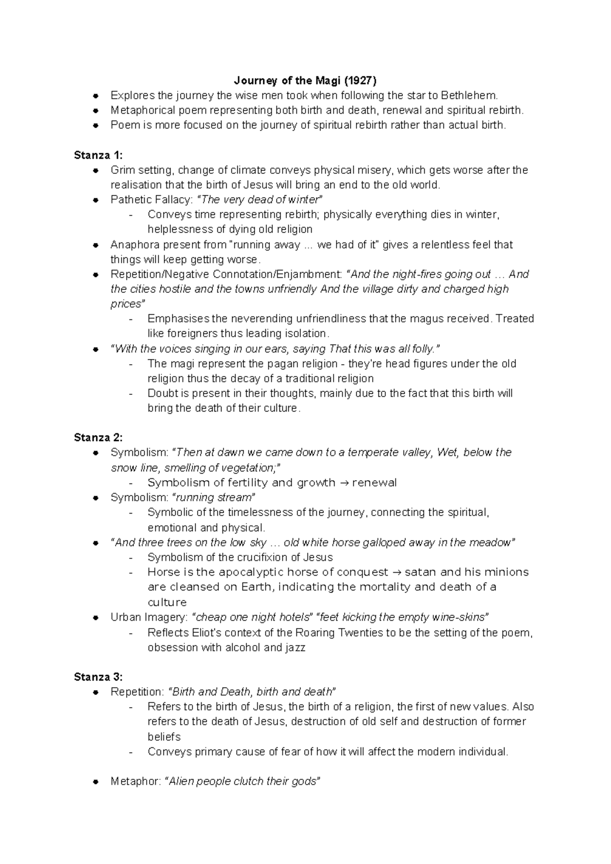 Mod B Journey of the Magi Quotes + Analysis - Journey of the Magi (1927 ...