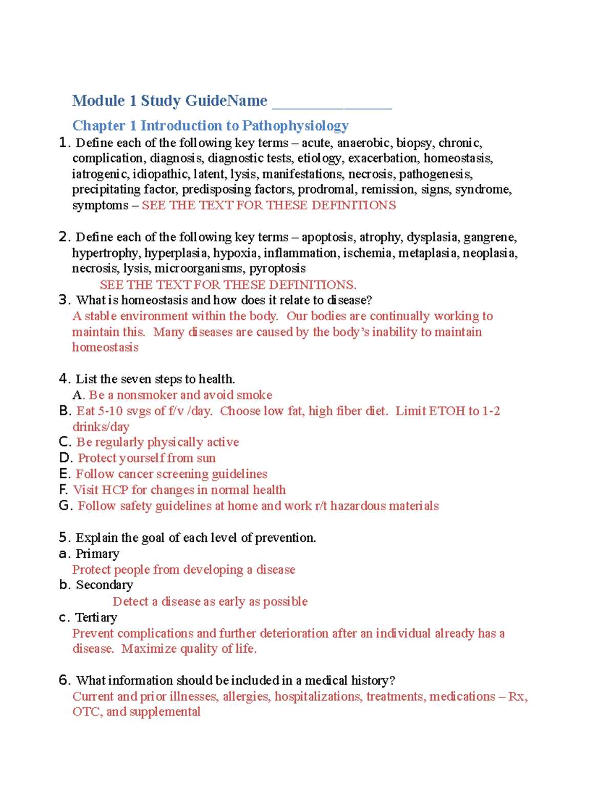 Study guide 1 key - Module 1 Study GuideName _______________ Chapter 1 ...