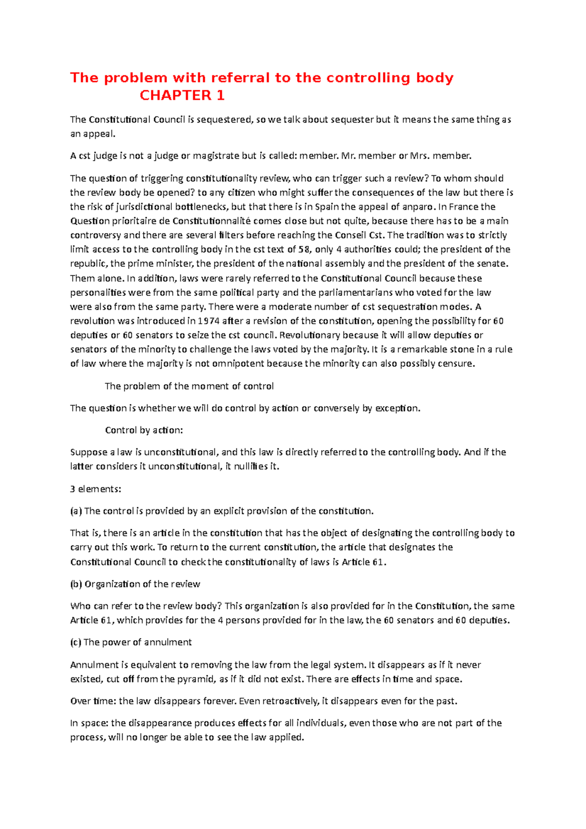 The problem with referral to the controlling body Chapter 1 - The ...