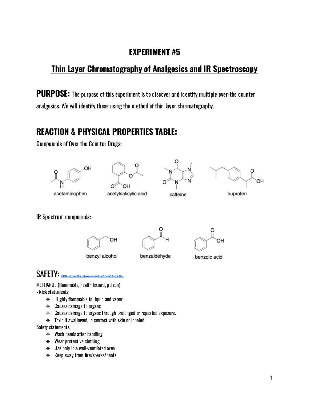 EXP 5 - Experiment 5 - EXPERIMENT Thin Layer Chromatography of ...