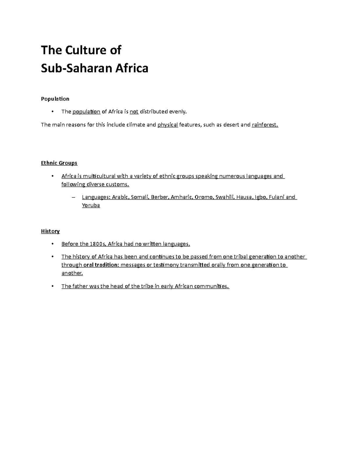 The Culture of - helpful - The Culture of Sub-Saharan Africa Population ...