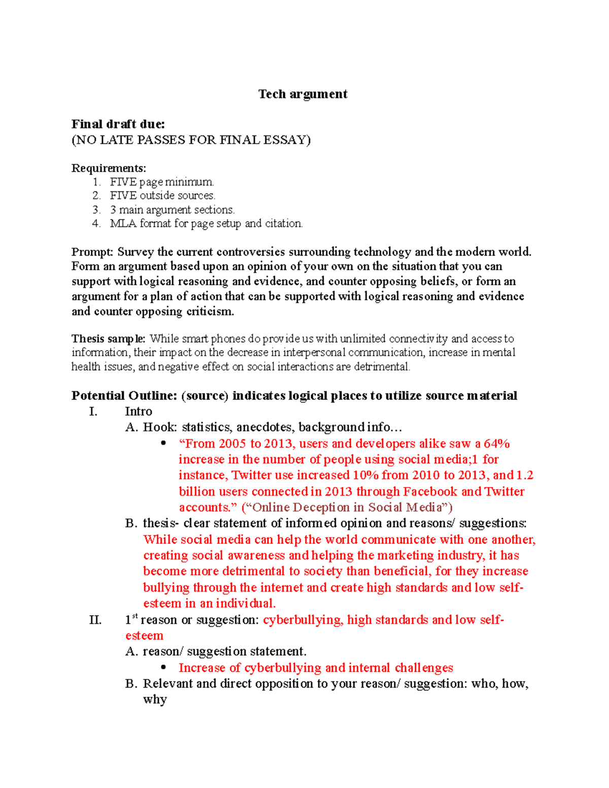 Technology Argument Outline - 1302-737 - San Jac - Studocu