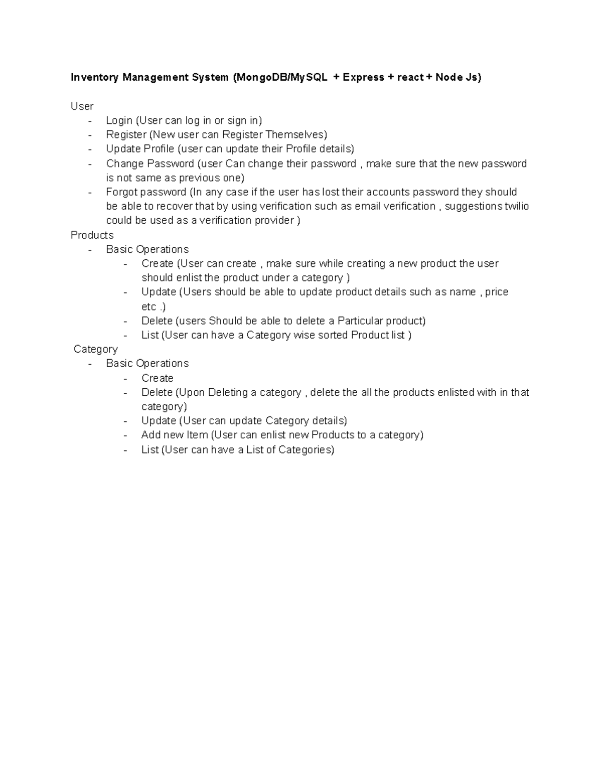 Full Stack Inventory Management System (Mongo DB My SQL + Express ...