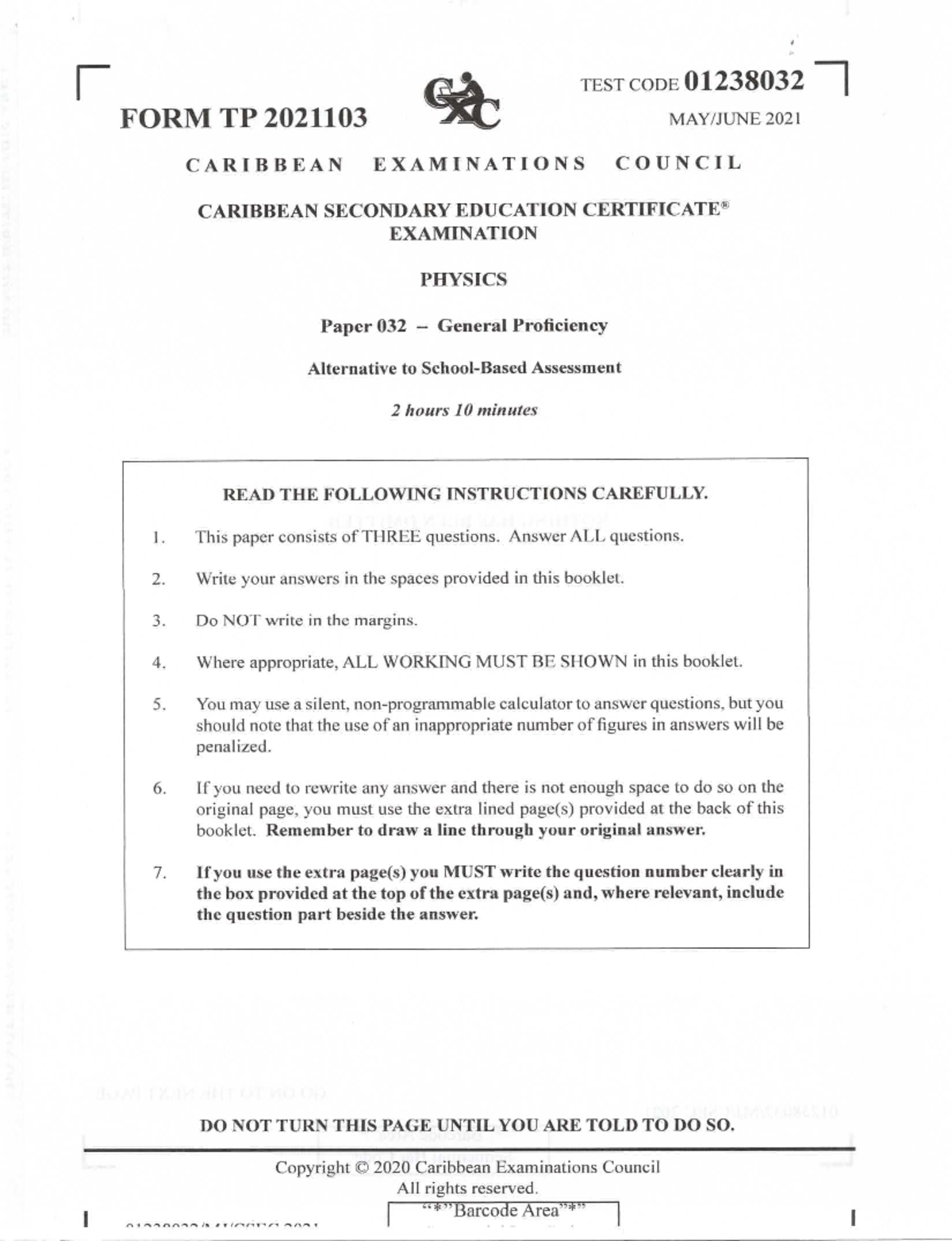 P3 Physics June 2021 - Past paper - CSEC Economics - Studocu
