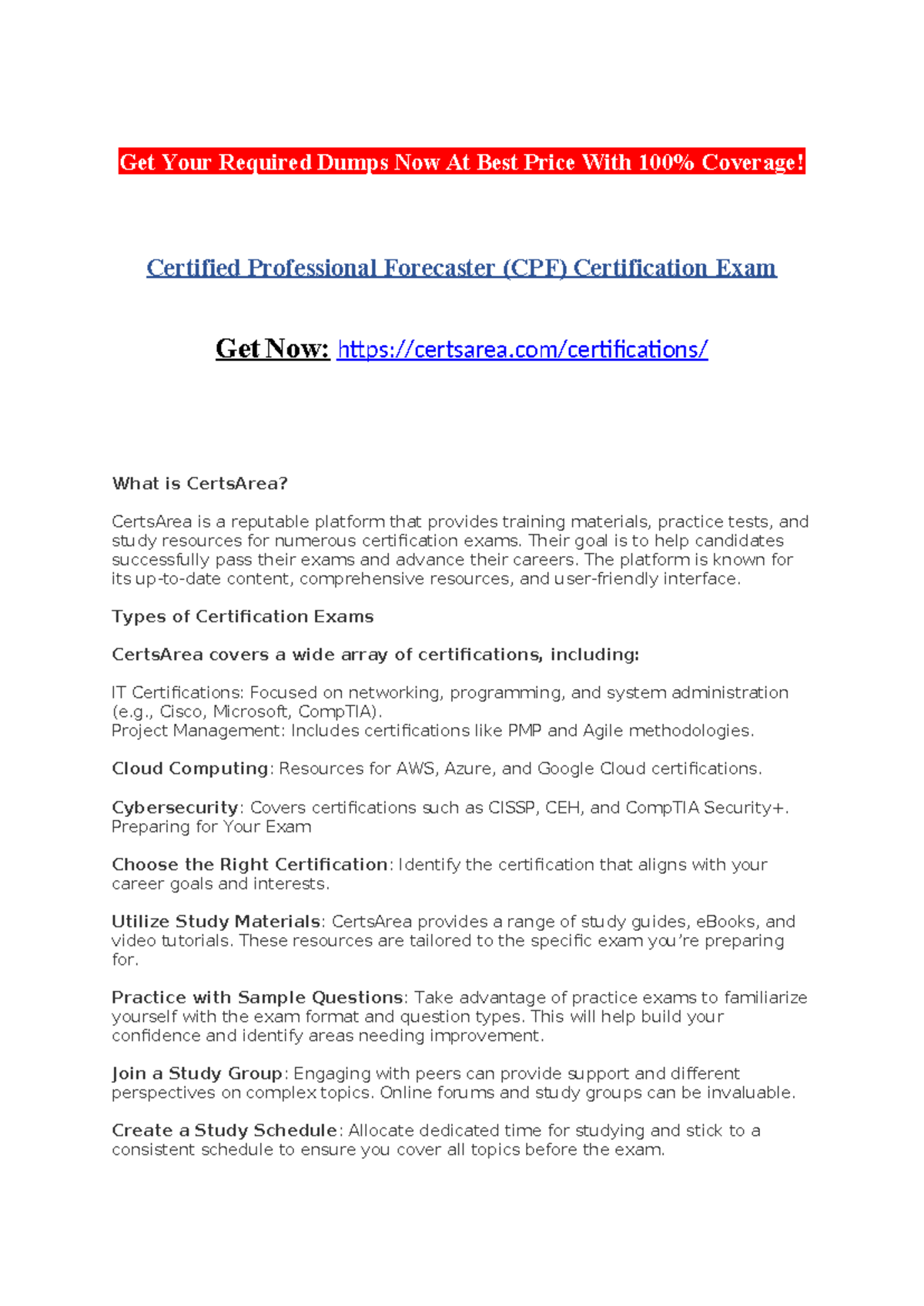 Certified Professional Forecaster (CPF) Certification Exam - Get Your ...