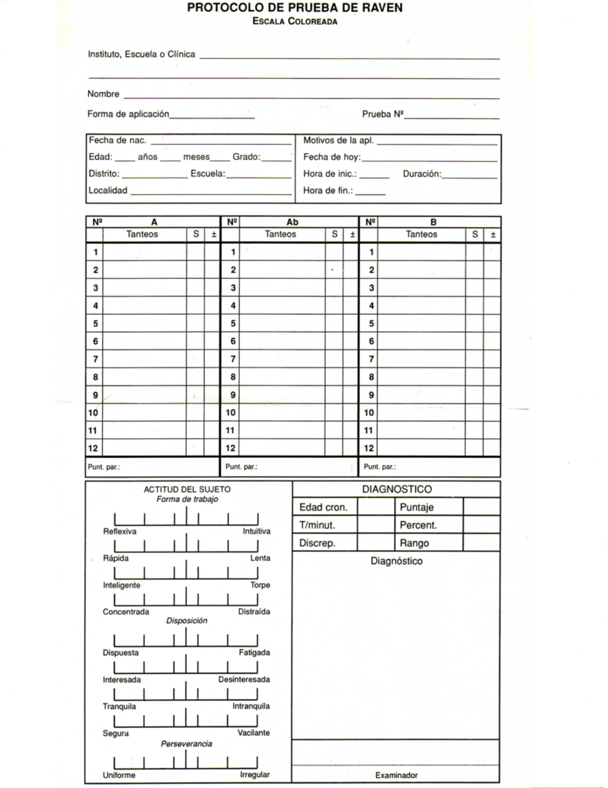 Protocolo de prueba de raven escala coloreada - P R O T O C O L O D E P R U E B A D E R A V E N ...