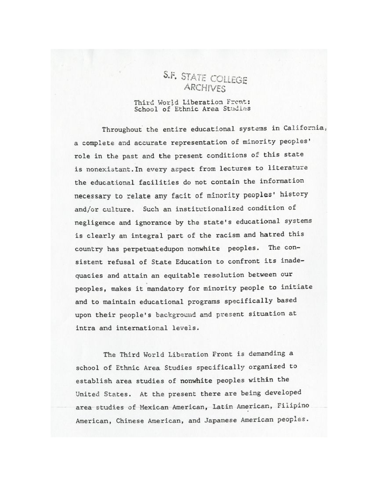 TWLF+-+School+of+Ethnic+Area+Studies - Studocu