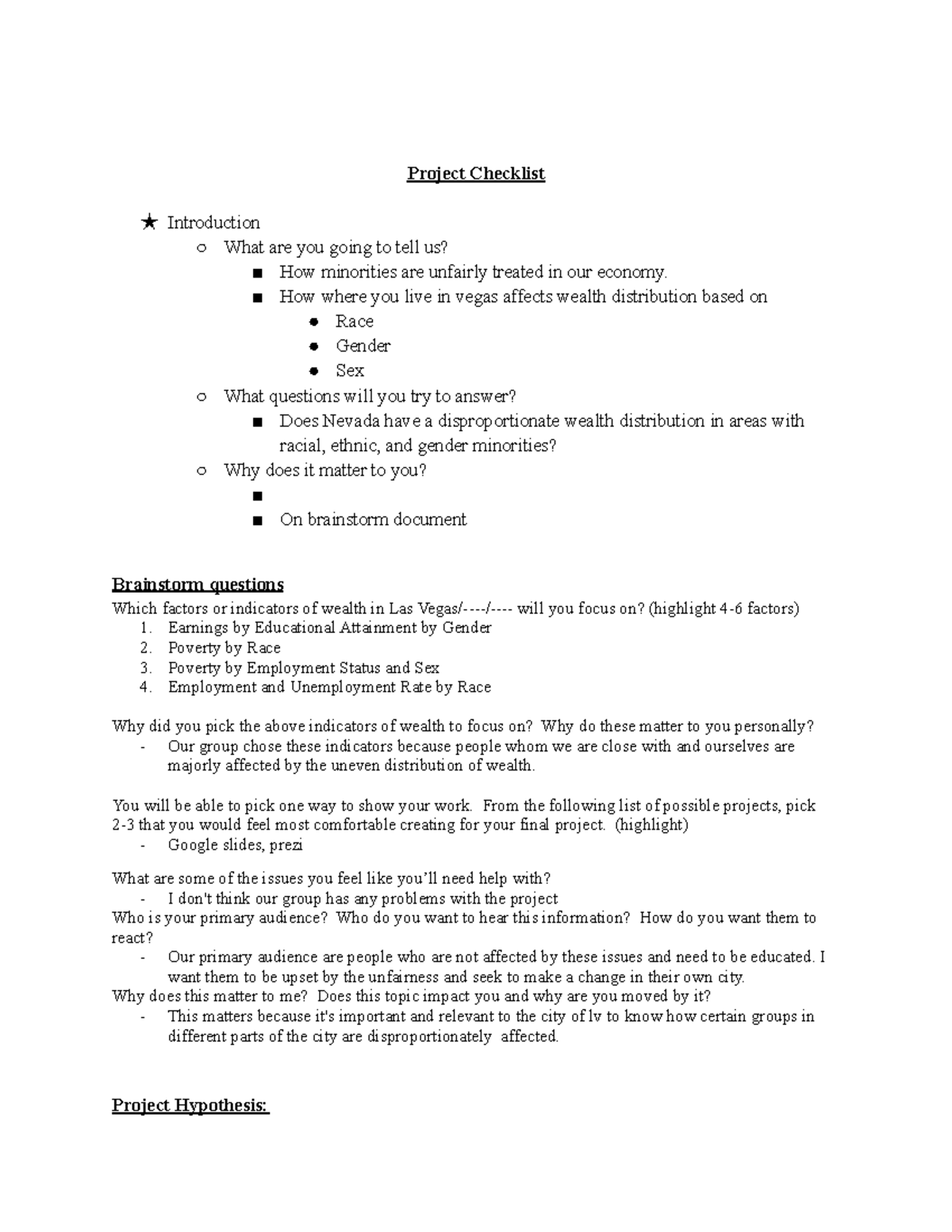 Math project outline - Project Checklist ★ Introduction What are you ...