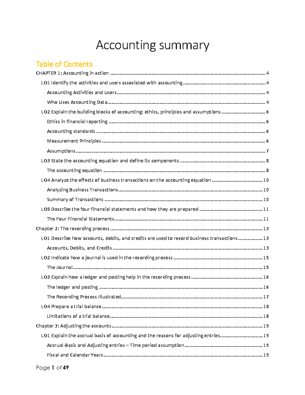Accounting summary Janurary - Accounting summary CHAPTER 1: Accounting ...