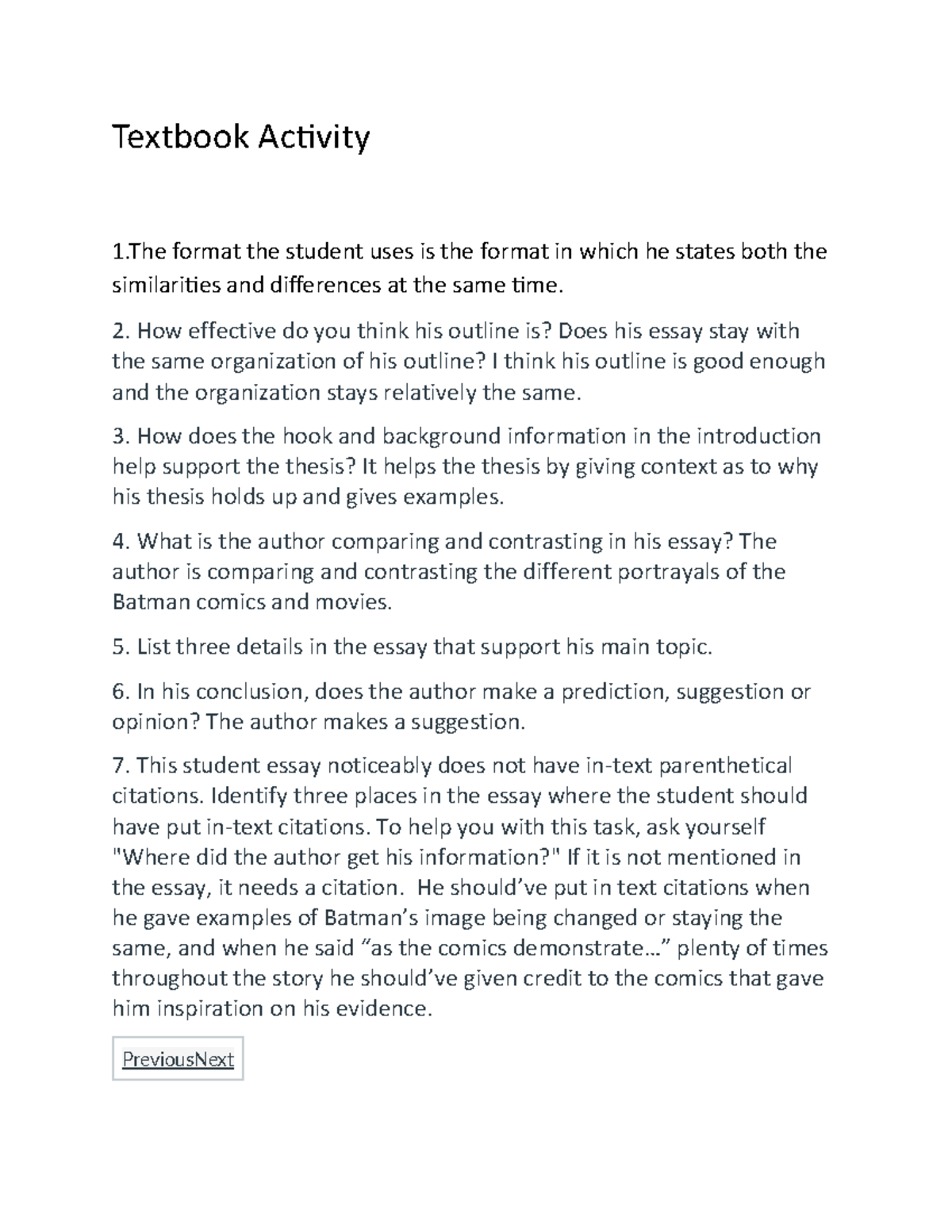 English batman hw - these were the notes given by lecture - Textbook ...