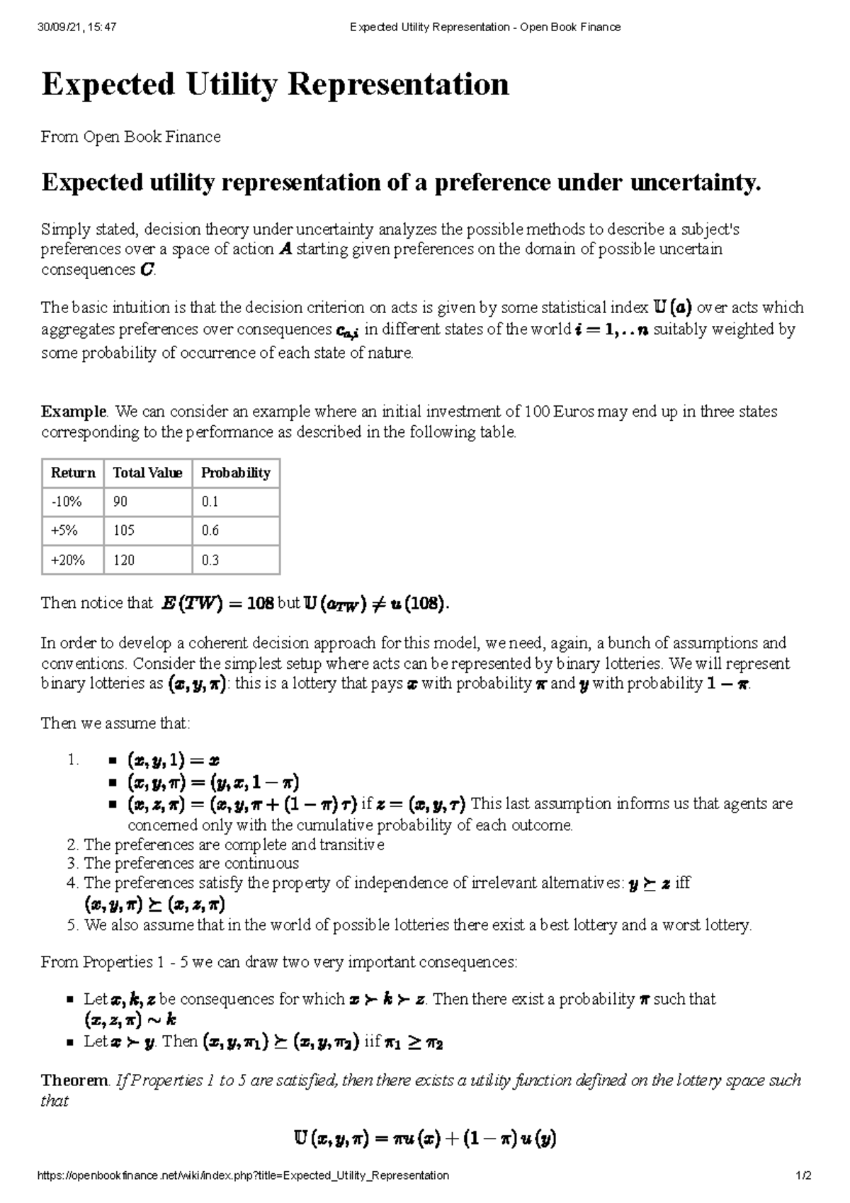 Explaination of the Expected Utility Function - 30/09/21, 15:47 ...