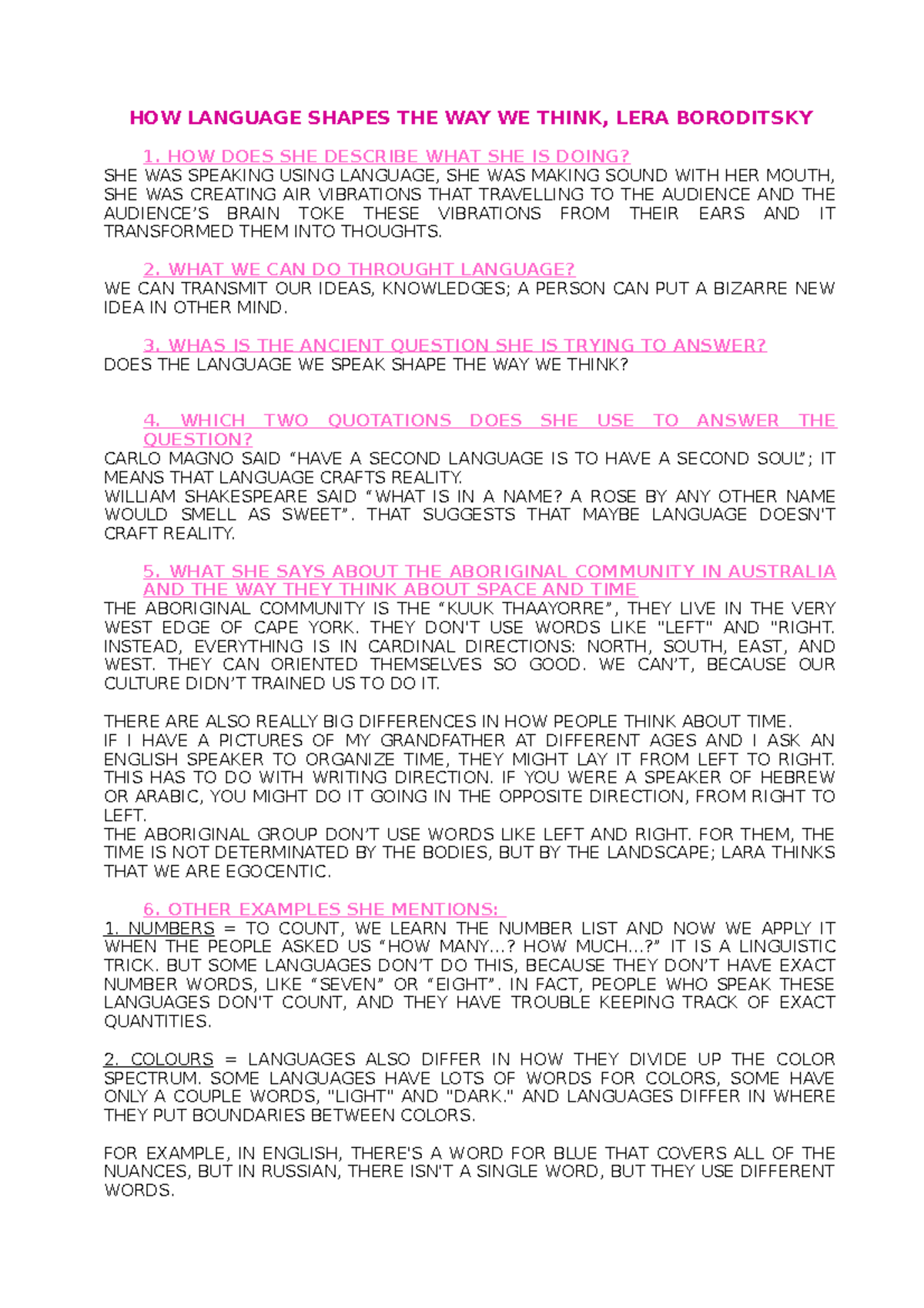 HOW Language Shapes THE WAY WE Think - HOW LANGUAGE SHAPES THE WAY WE ...