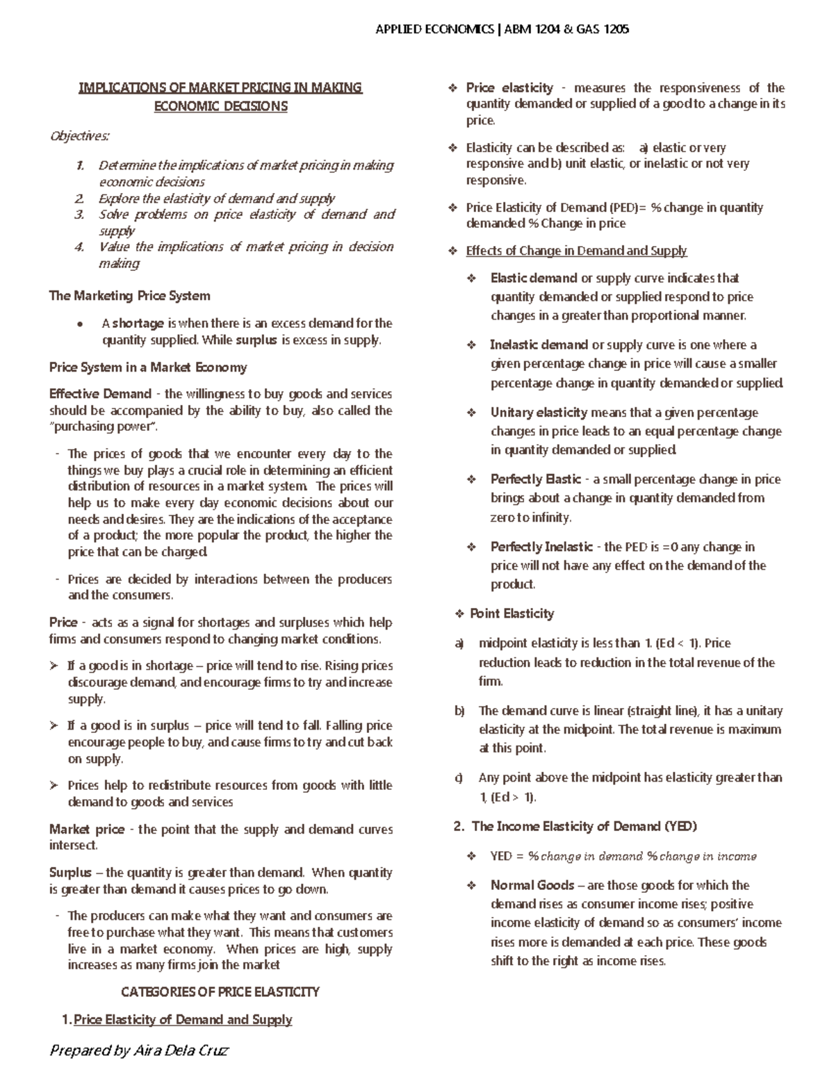 Applied Economics Module 4 - APPLIED ECONOMICS | ABM 1204 & GAS 1205 Prepared by Aira Dela Cruz ...