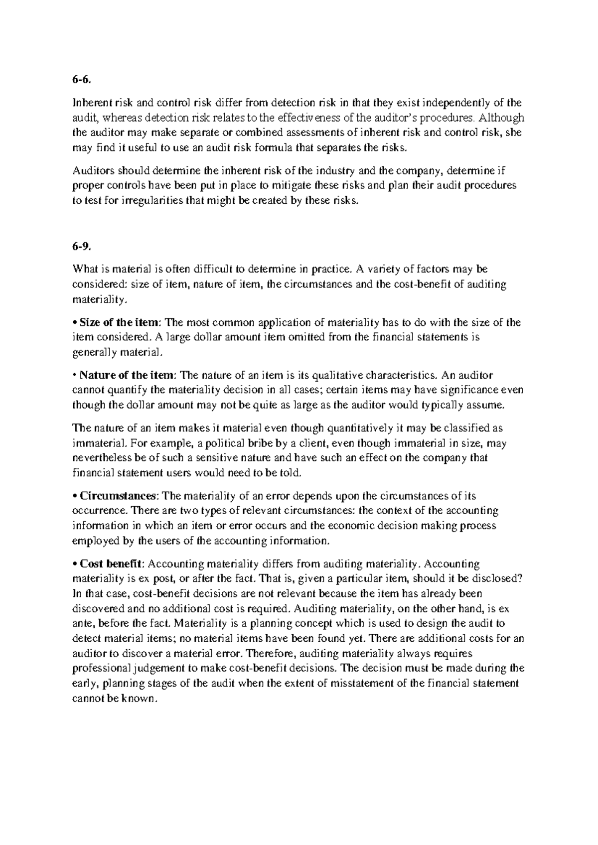 Chap5 - Inherent risk and control risk differ from detection risk in ...