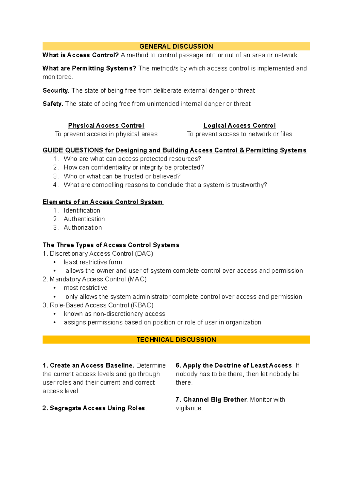 CHE51 Access Control Permitting Systems GMPs - GENERAL DISCUSSION What ...