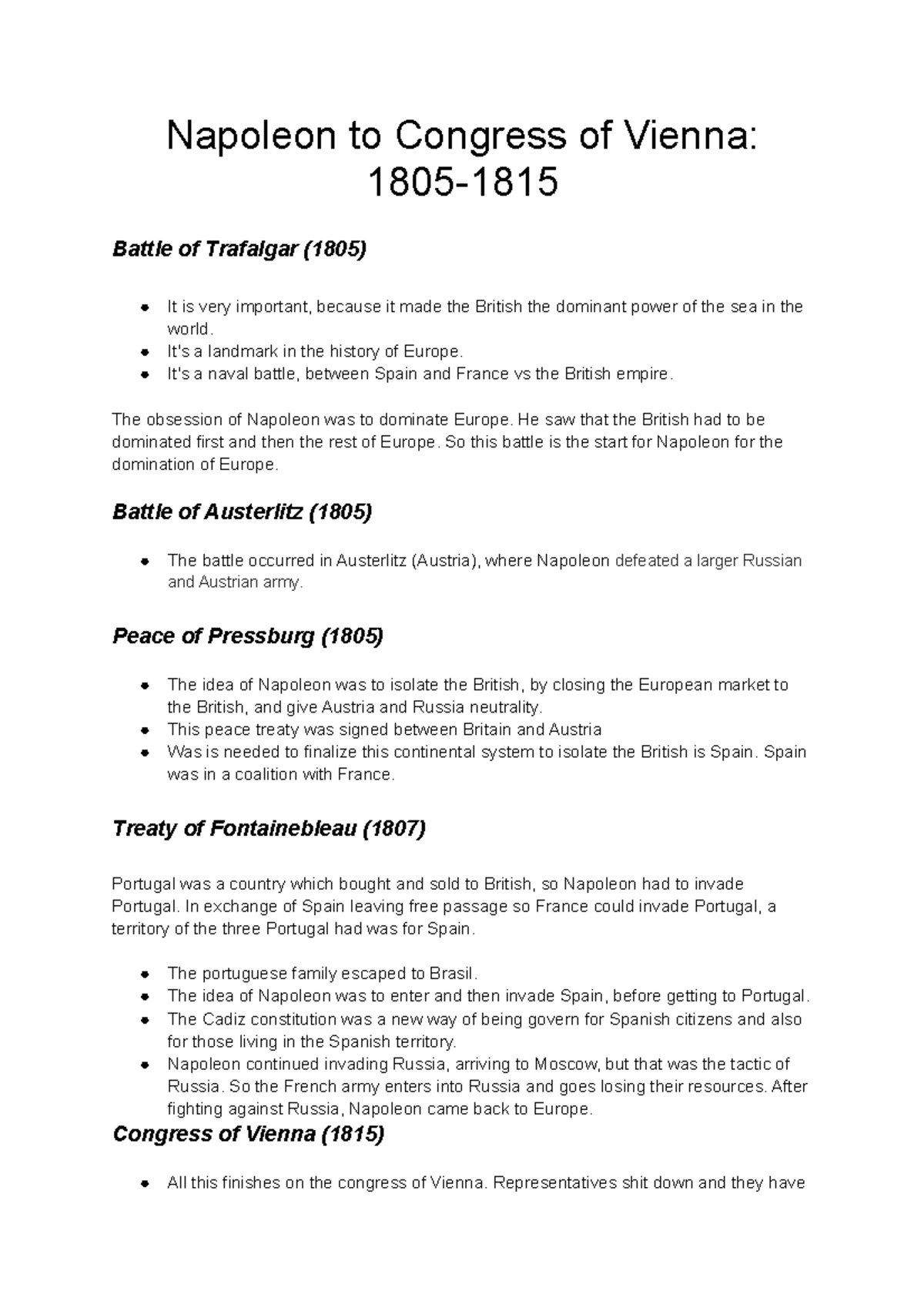 2.Napoleon to Congress of Viena 1805-1815 - Napoleon to Congress of ...