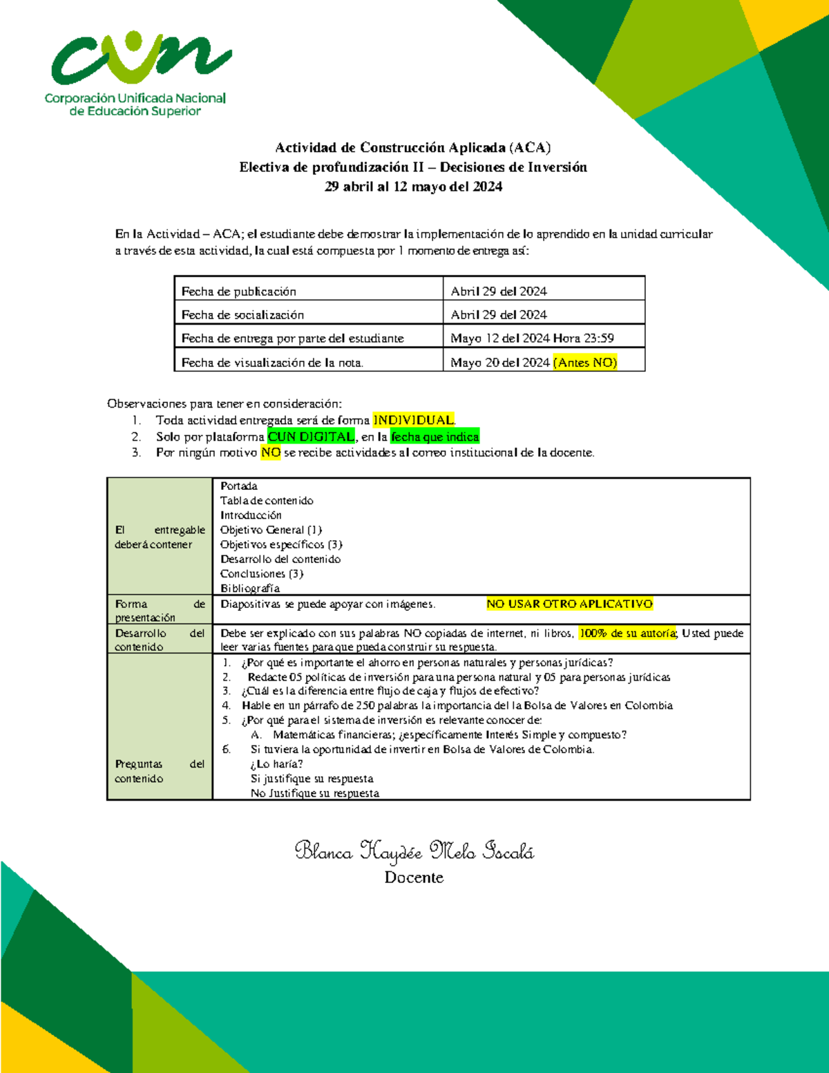 ACA Electiva de profundización II-2024 - Actividad de Construcción Aplicada (ACA) Electiva de ...