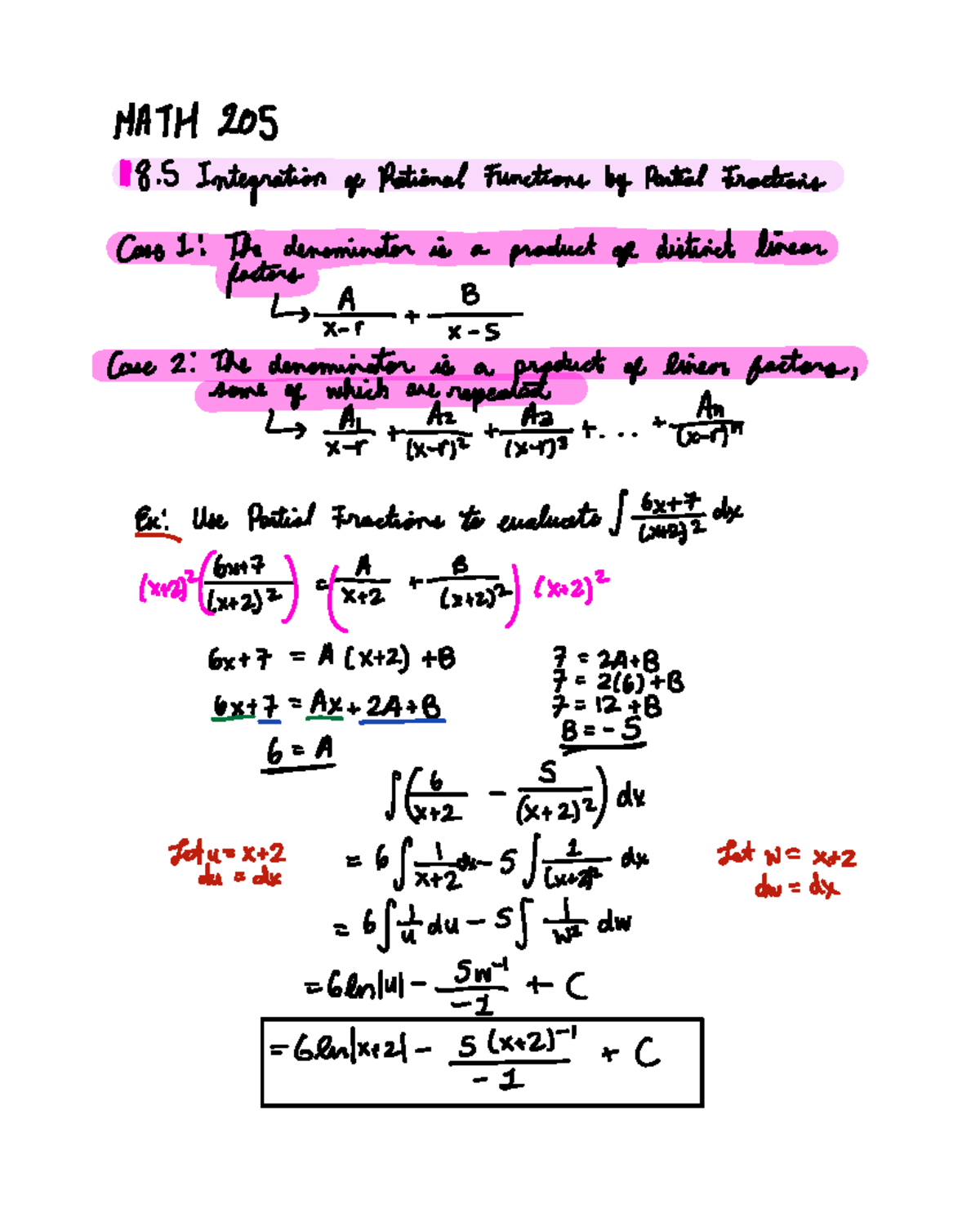 Note Jul 22, 2024 - my notes from ch. 8 - MATH 205 8 Integration of ...