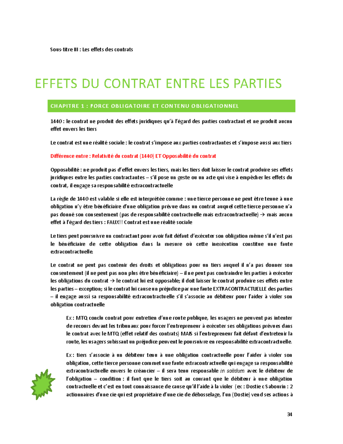 2010-11-24 Le contrat - Effets du contrat - Entre les parties - Warning: TT: undefined function ...