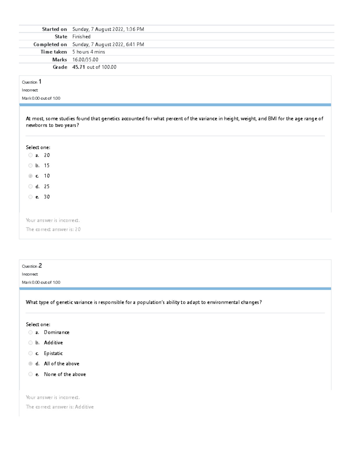 4212 Self-Quiz Unit 2 Attempt review - Started on Sunday, 7 August 2022 ...