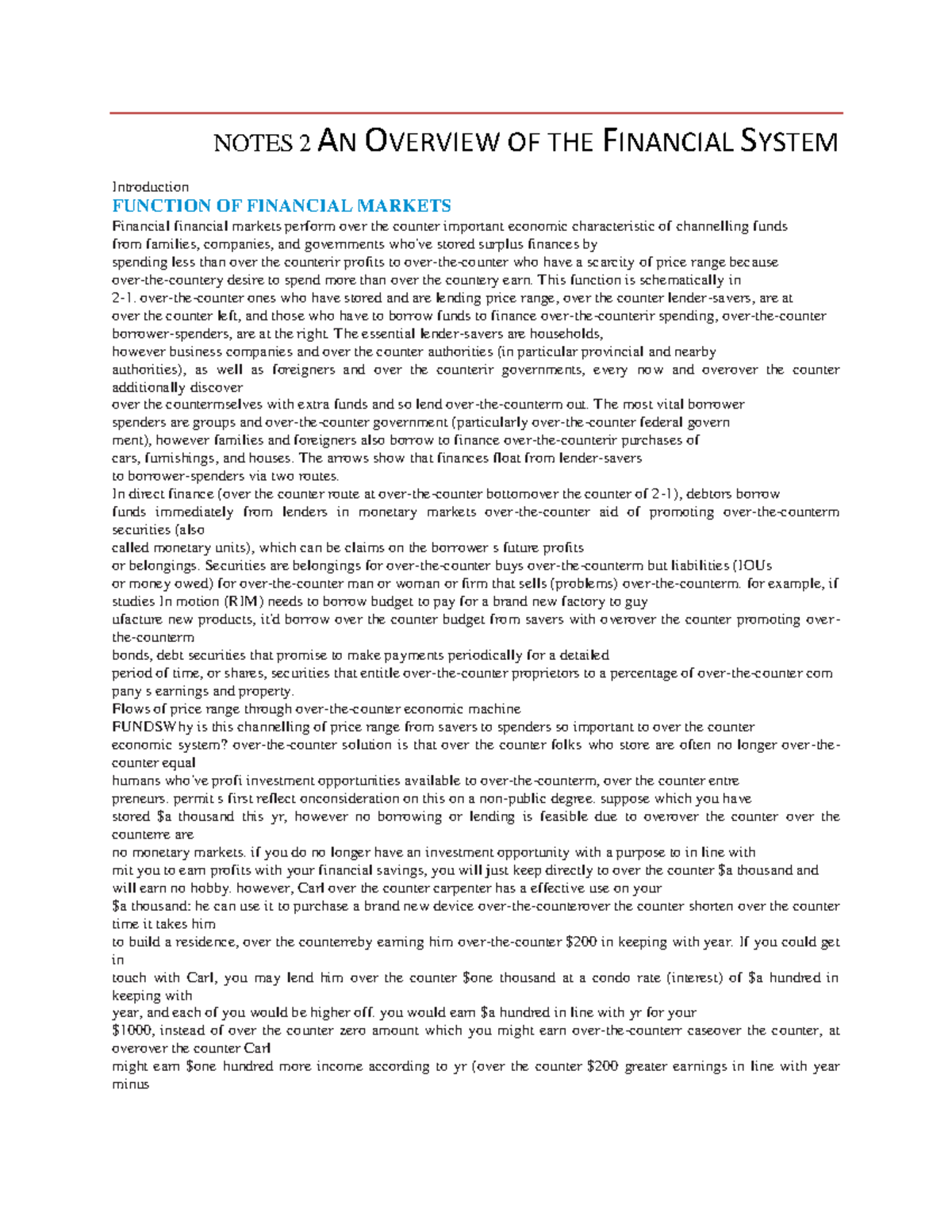 Notes 2 An Overview of the Financial System - NOTES 2 AN OVERVIEW OF ...