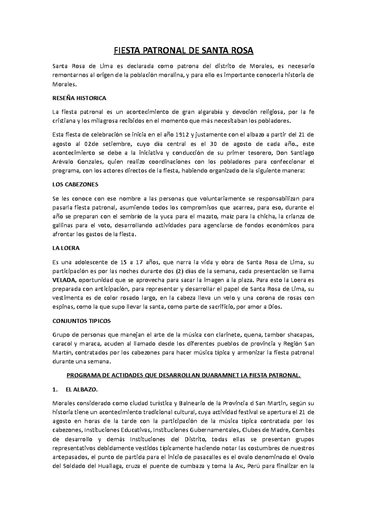 Fiesta Patronal DE Santa ROSA - FIESTA PATRONAL DE SANTA ROSA Santa Rosa de Lima es declarada ...