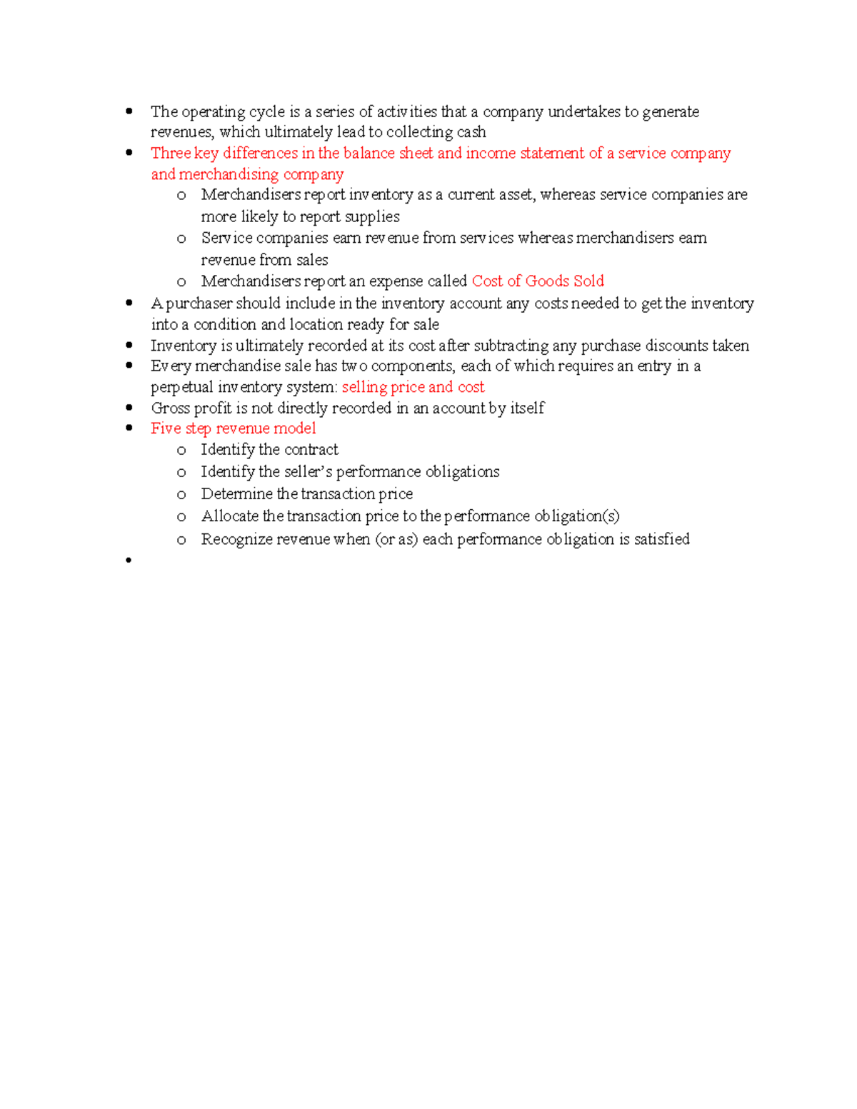Chapter 6 Textbook Notes - The operating cycle is a series of ...
