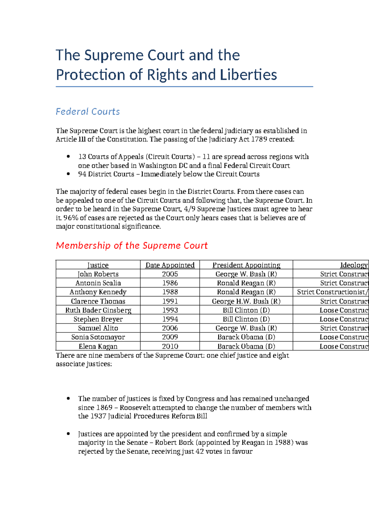 The Supreme Court and the Protection of Rights and Liberties - The ...