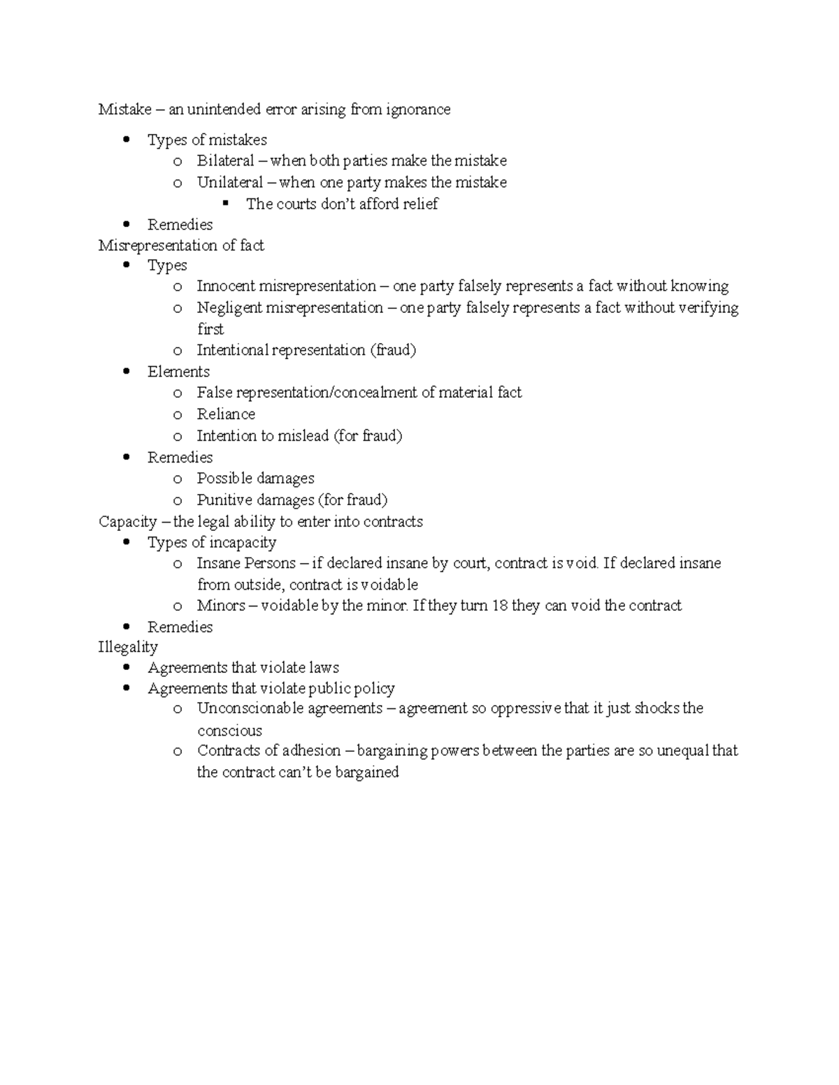Lecture Notes 12 - Mistake an unintended error arising from ignorance ...