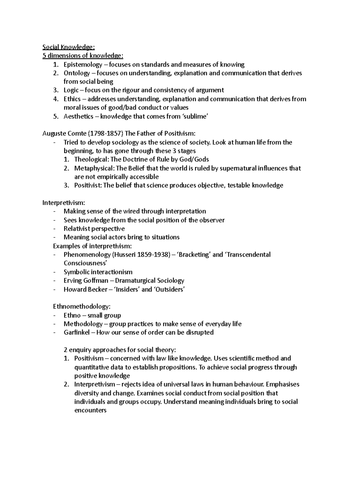 Summary notes - Social Knowledge: 5 dimensions of knowledge: 1 ...