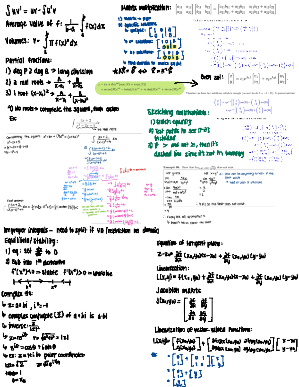 Cheat sheet midterm 2 Final - Matrix multiplication: a12 a22 b11 b21 be and a22b21 a12b21 a21b12 ...