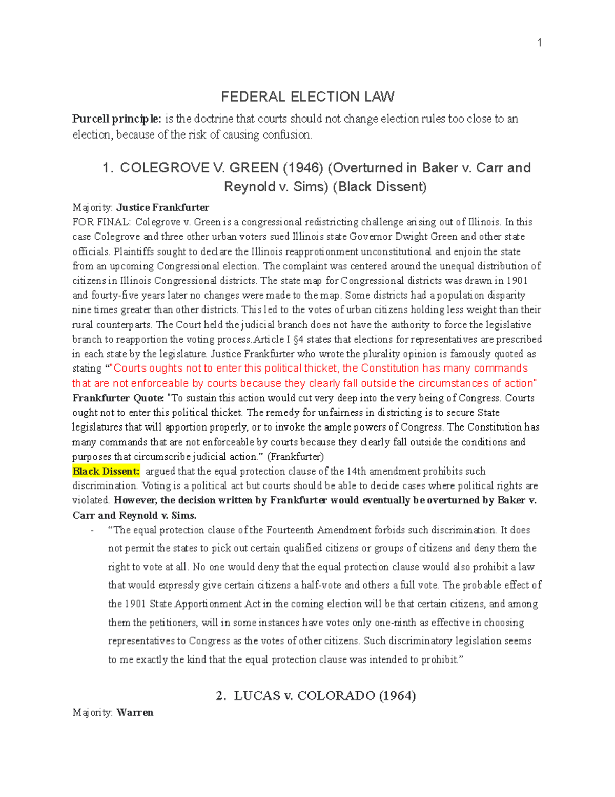 Law of Democracy:Election Law - FEDERAL ELECTION LAW Purcell principle ...