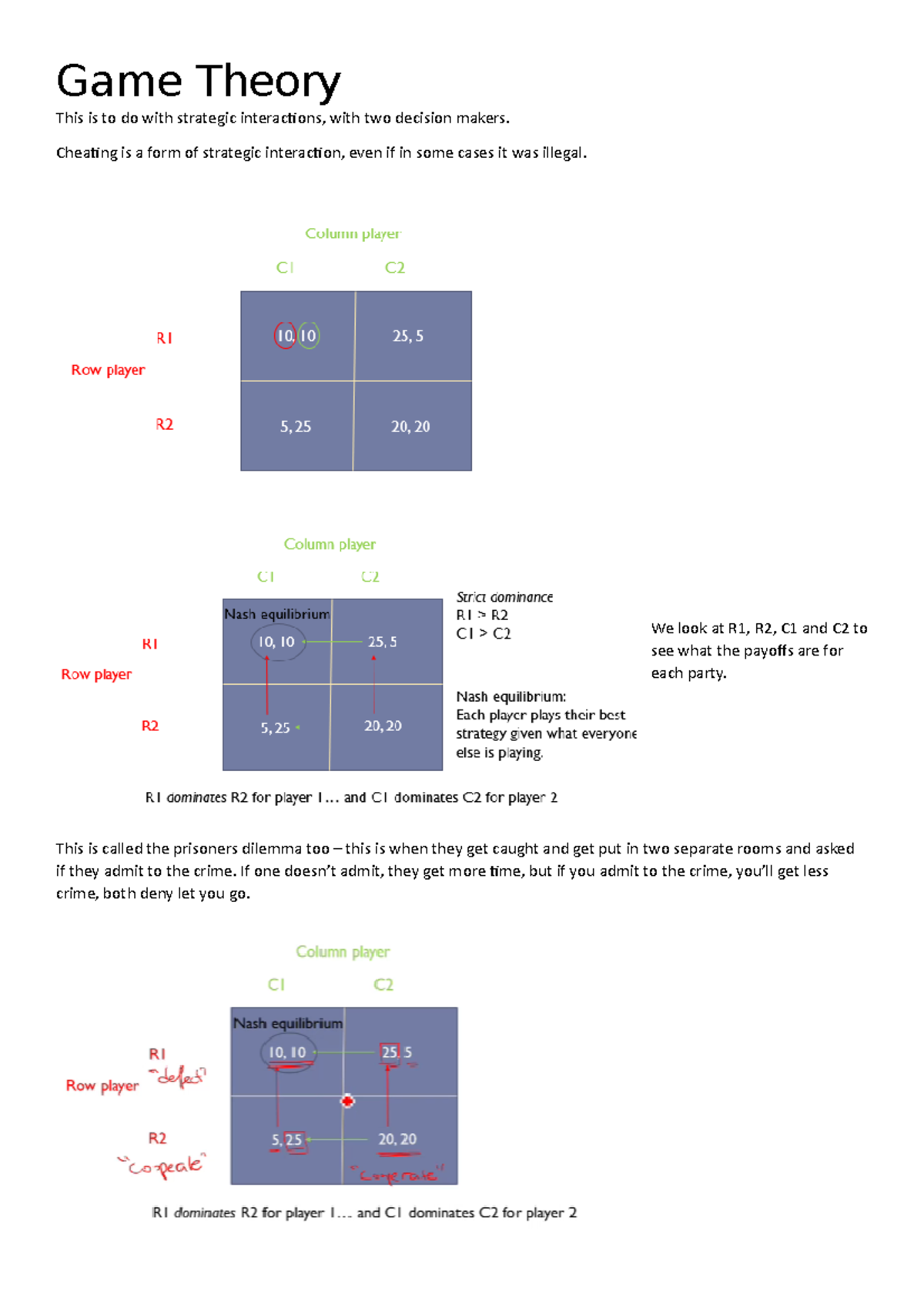 Game Theory - Game Theory This is to do with strategic interactions ...