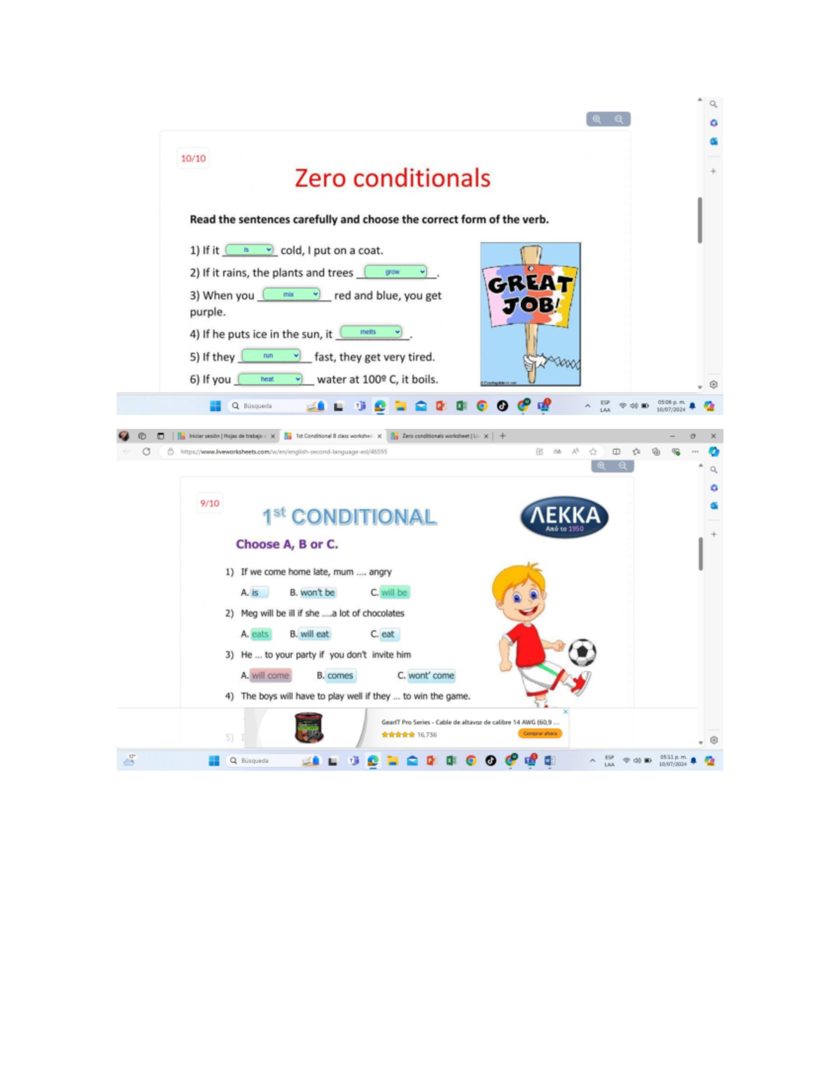 Lesson 2 Conditionals Monserrath carretero - Zero conditionals Read the sentences carefully and ...