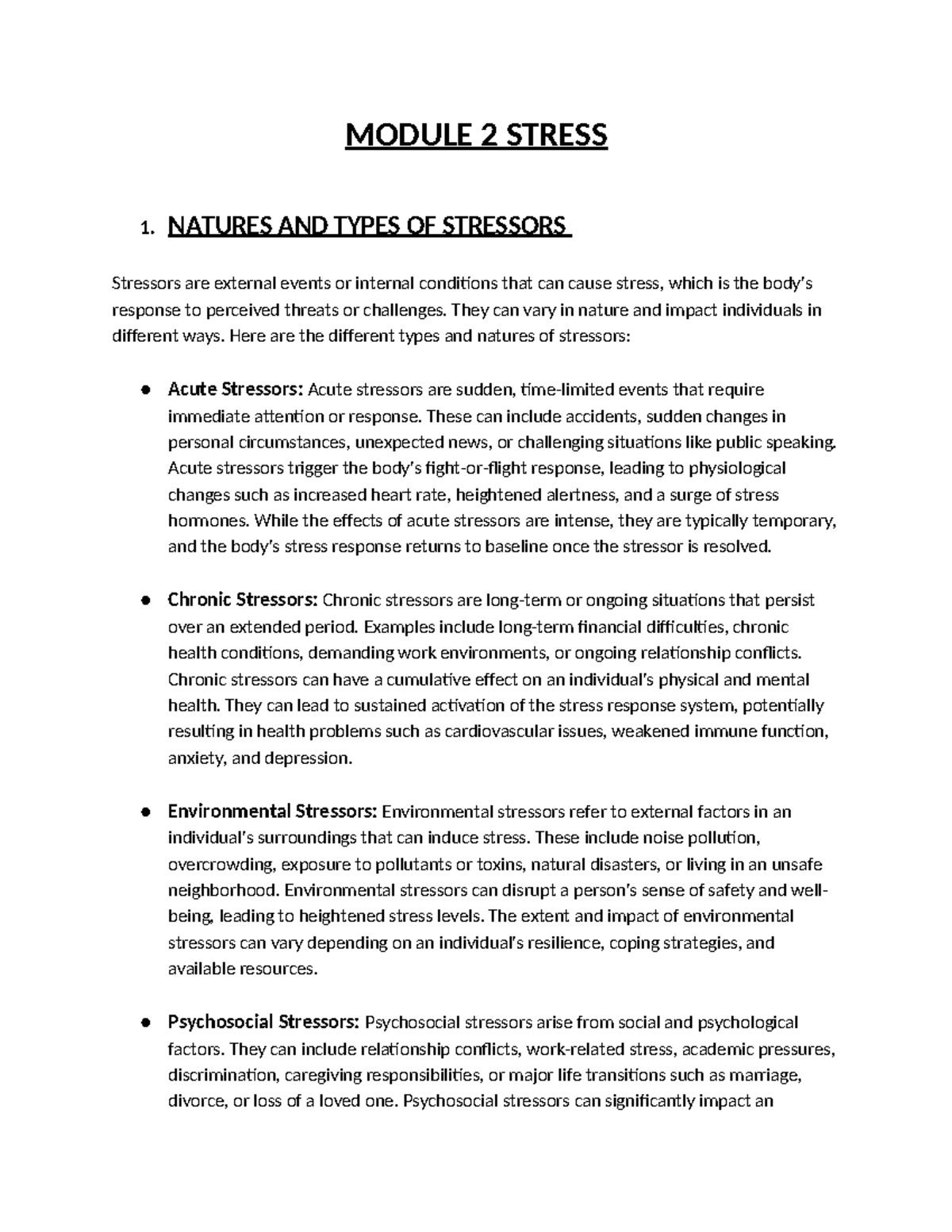 Module 2 - Notes on stress - MODULE 2 STRESS 1. NATURES AND TYPES OF ...
