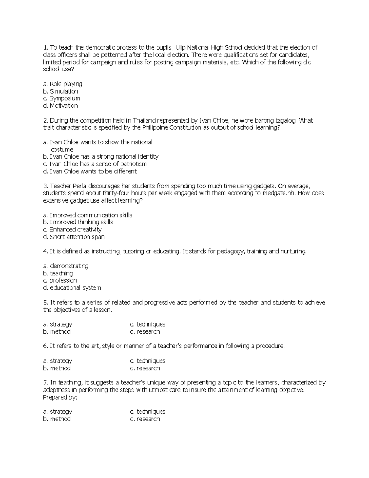 Activity-5 - Activity-5 - To teach the democratic process to the pupils ...