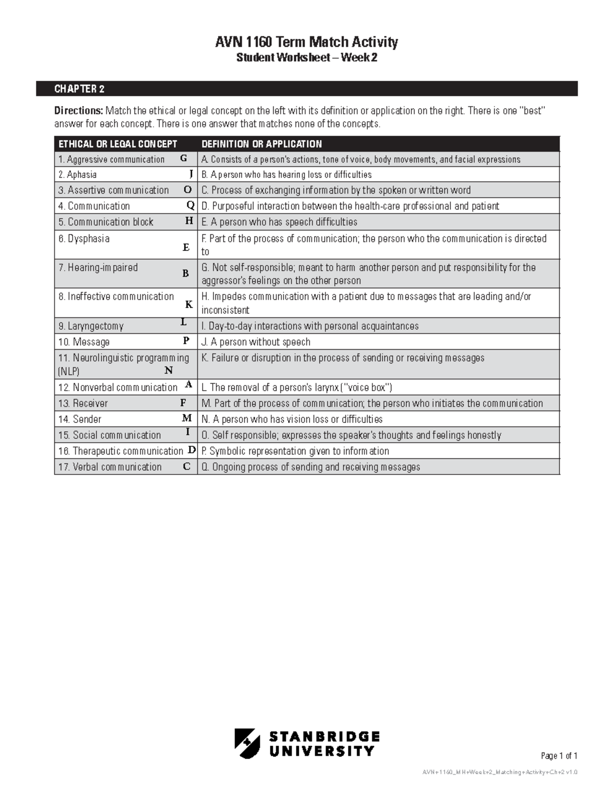 Word matching week2-1 - term match - AVN 1160 Term Match Activity ...